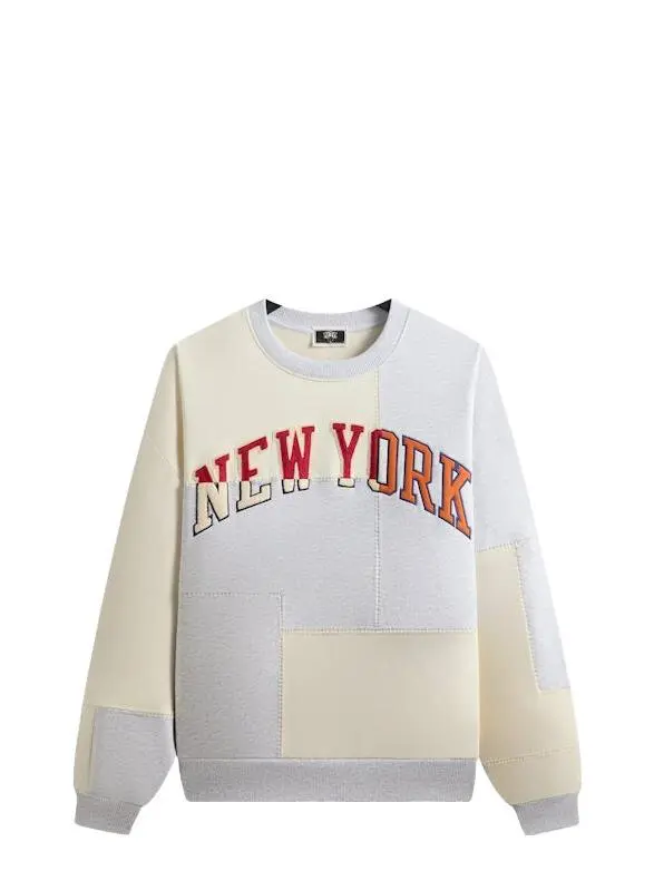 Kith X New York Knicks Patchwork Fleece Crewneck Sweatshirt - Light Heather Grey