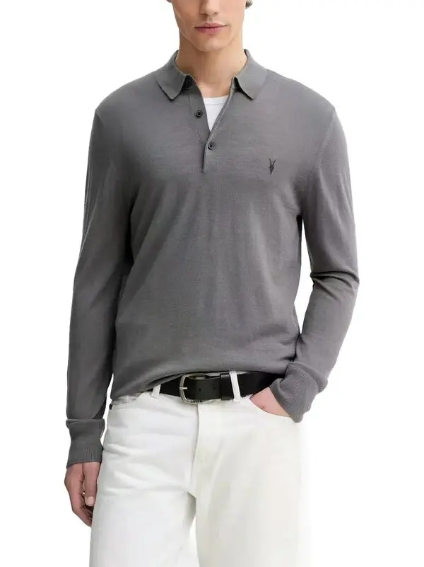 ALLSAINTS Mode Button Logo Polo Shirt - Grey
