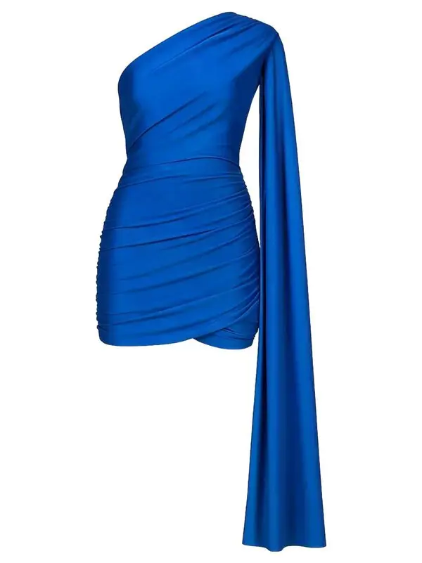 ROOM76 One-shoulder Draped Mini Dress - Blue