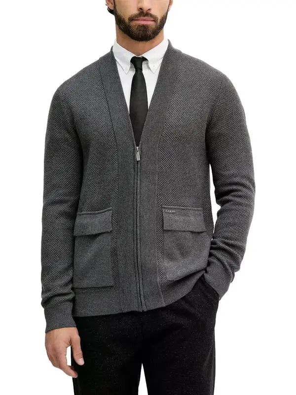 Guess Zip-up Cardigan With Pockets - Grey
