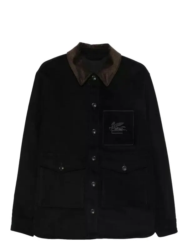 Etro Corduroy-collar Patch-pocket Shirt Jacket - Black