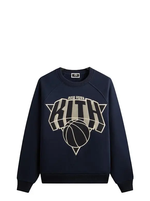 Kith X New York Knicks Cutoff Nelson Raglan Crewneck Sweatshirt - Nocturnal