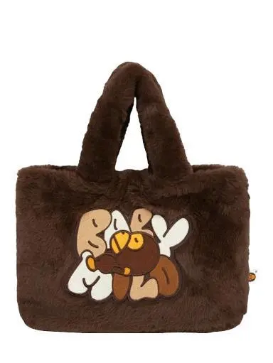 A BATHING APE Baby Milo Fur Tote - Brown