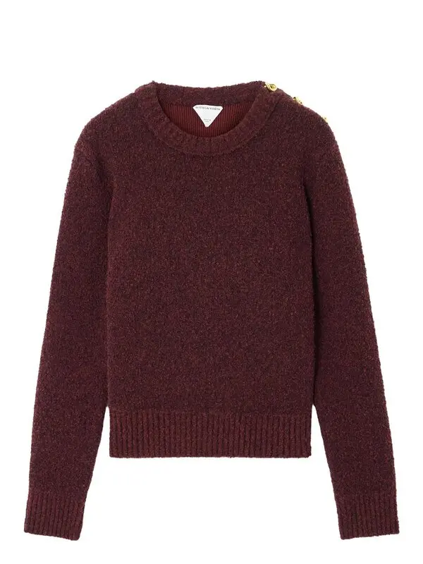 Bottega Veneta Button-detailed Wool-blend Bouclé Sweater - Red
