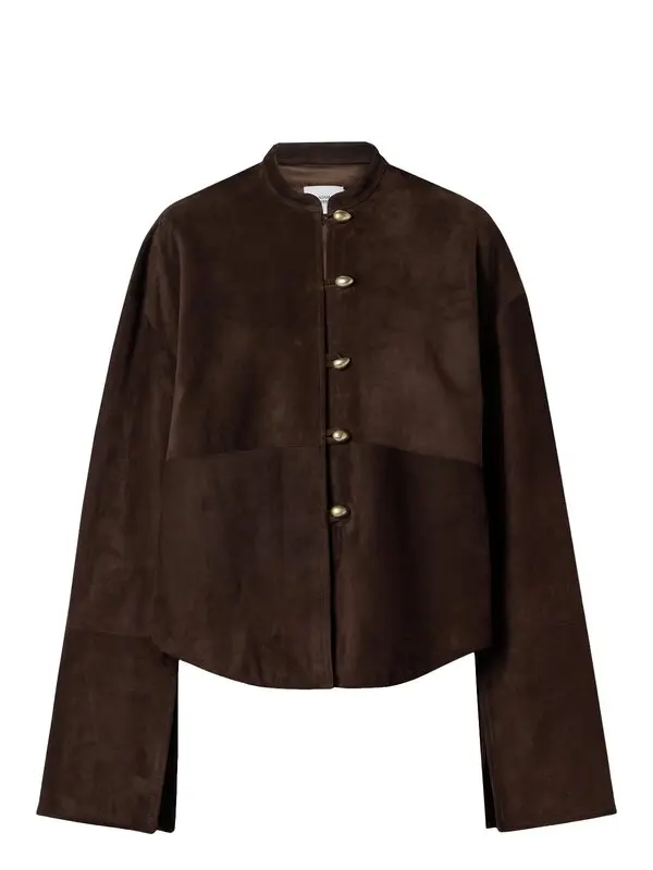 Adam Lippes Rhys Paneled Suede Jacket - Brown