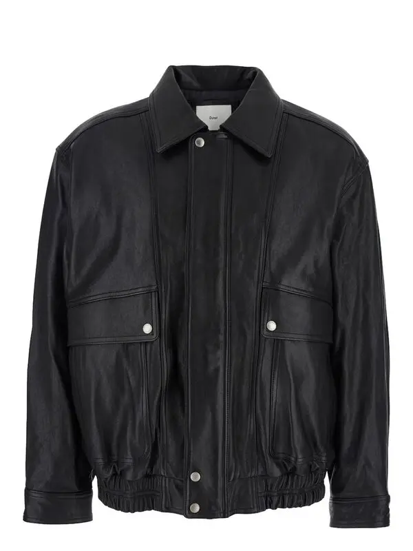 DUNST Leather Jacket With Pockets - Black