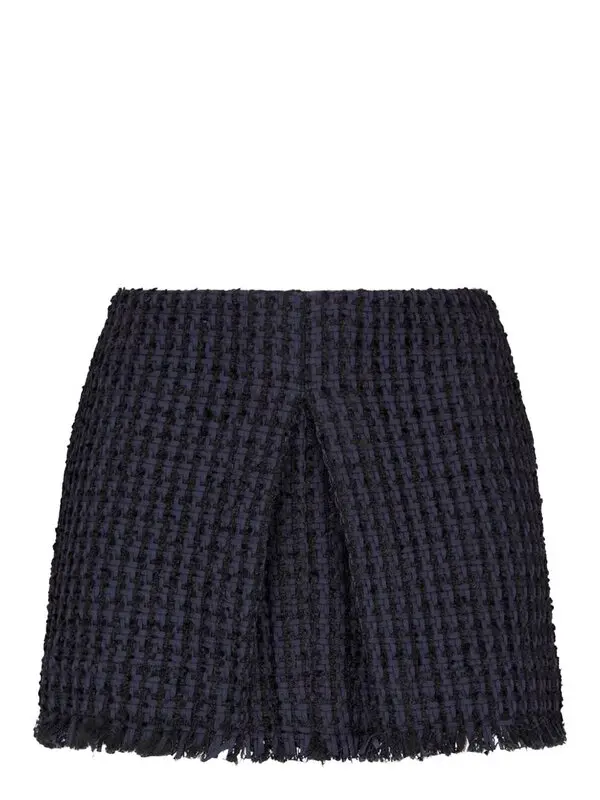 Dsquared2 Tweed Frayed-hem Miniskirt - Navy Blue
