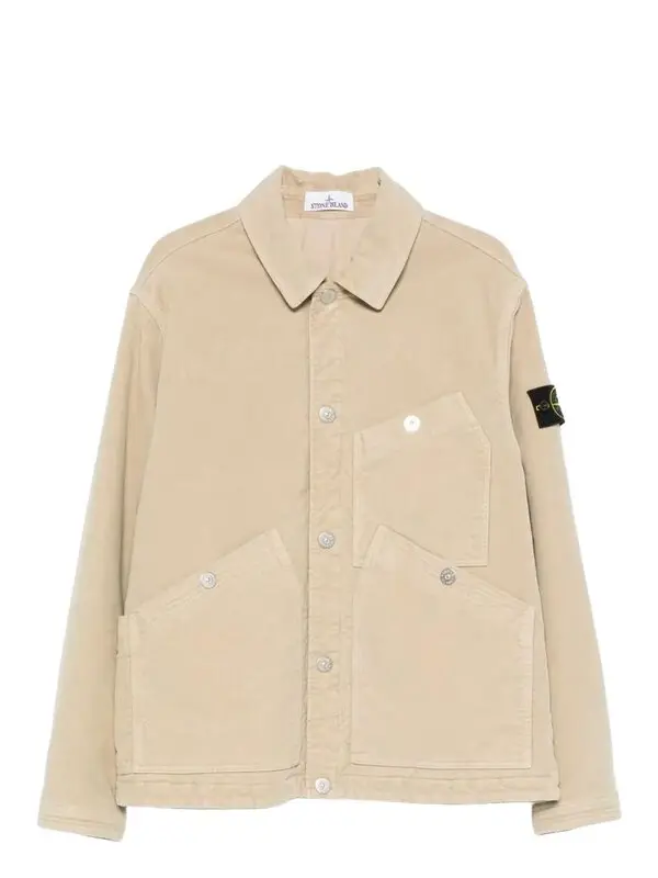 Stone Island Cotton Jacket With Multiple Pockets - Beige