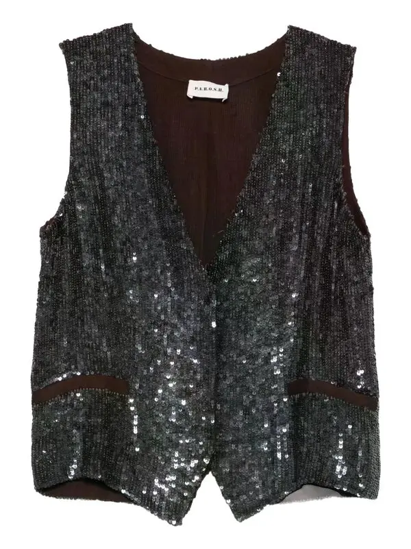 P.a.r.o.s.h Sequin Embellished Vest - Grey