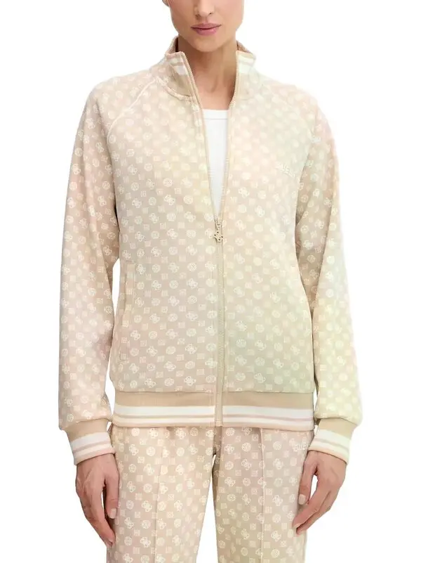 Guess Patterned Zip-up Sweatshirt - Neutrals
