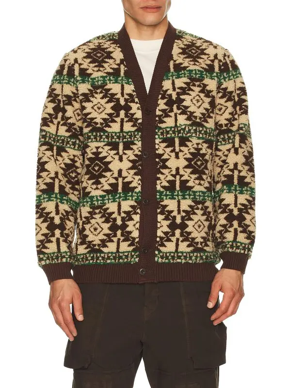 BEAMS Cardigan Boa Jacquard - Brown