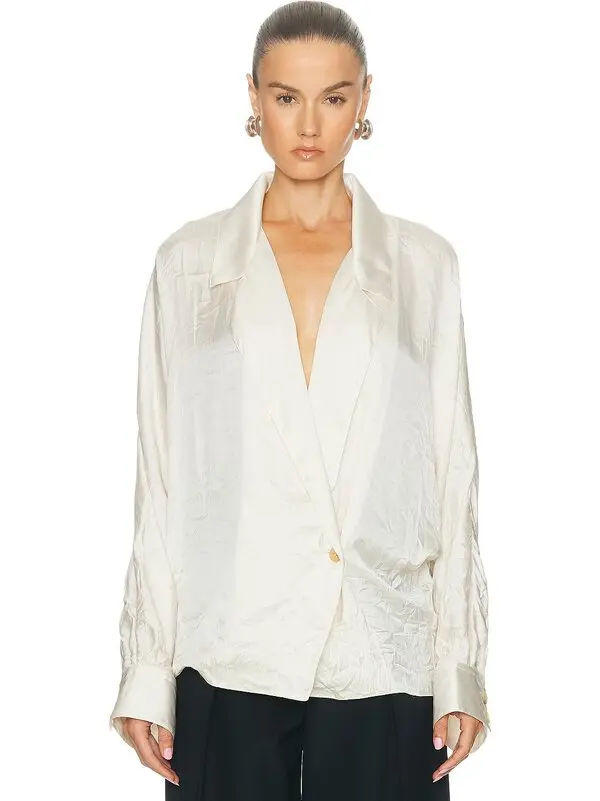 Khaite Garth Top - Crinkle Ivory