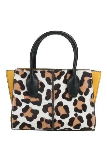 TOD'S Calfskin Handbag With Leopard Print - White