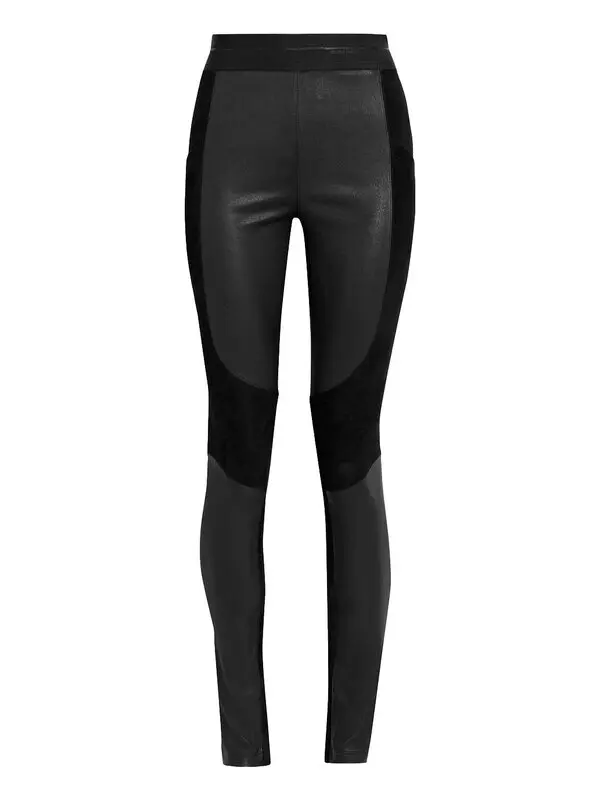 Helmut Lang Cl Racer Leather And Suede Leggings - Black