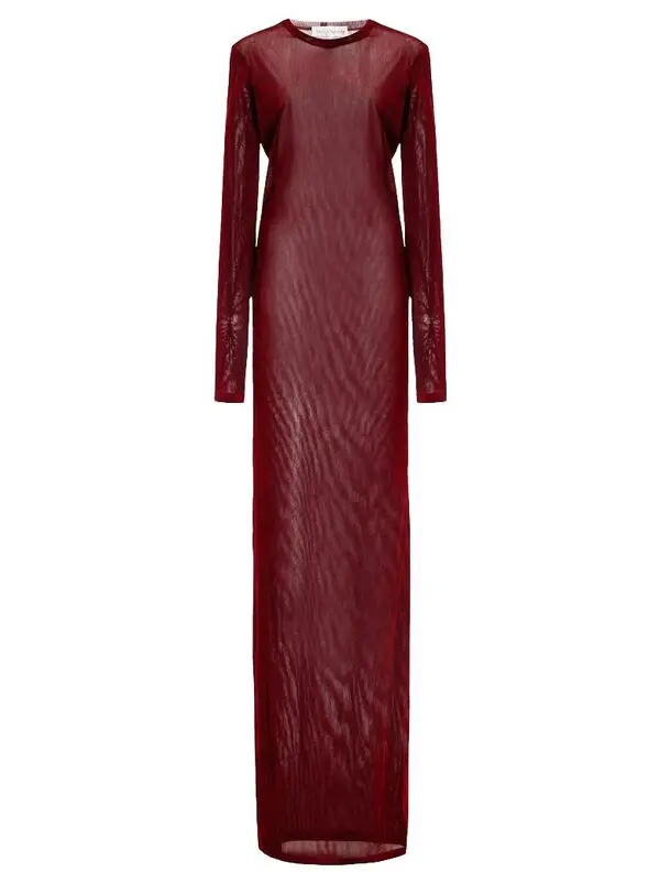LUDOVIC DE SAINT SERNIN Long Sheer Mesh Dress - Red