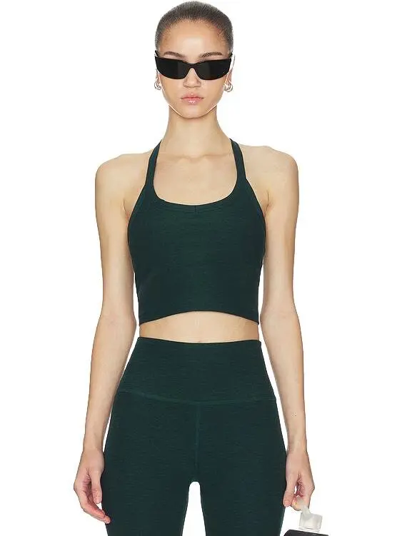Beyond Yoga Spacedye On The Up Cropped Tank Top - Dark Spruce Green Heather