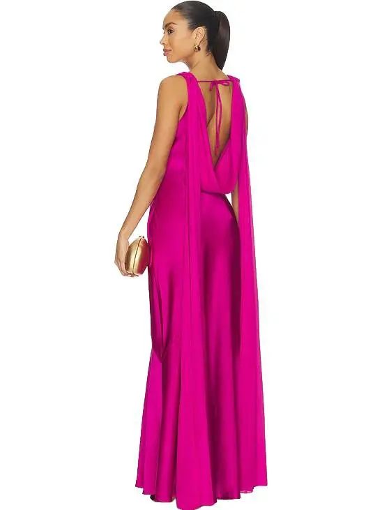 RUNAWAY THE LABEL Gabriella Cowl Maxi Dress - Fuchsia