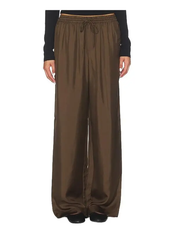 RÓHE Wide Leg Silk Trousers - Forest