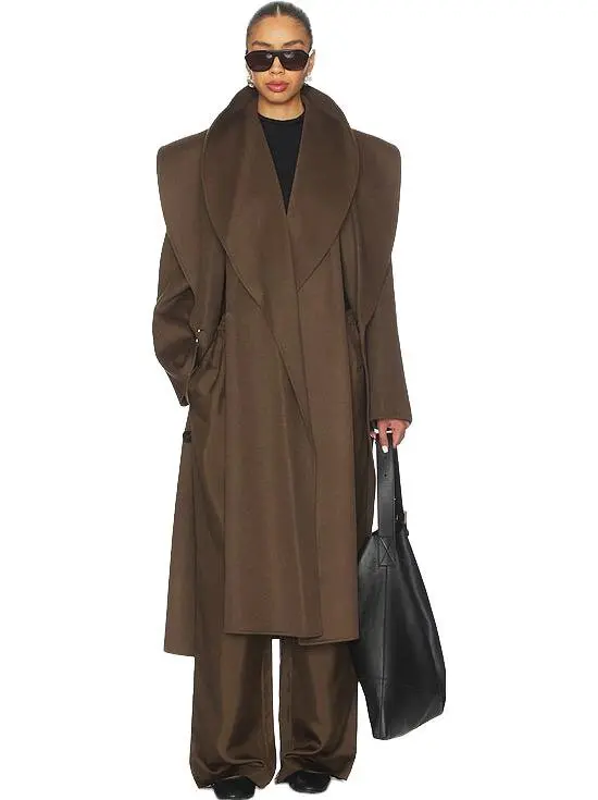 RÓHE Double-faced Wool Scarf Coat - Taupe
