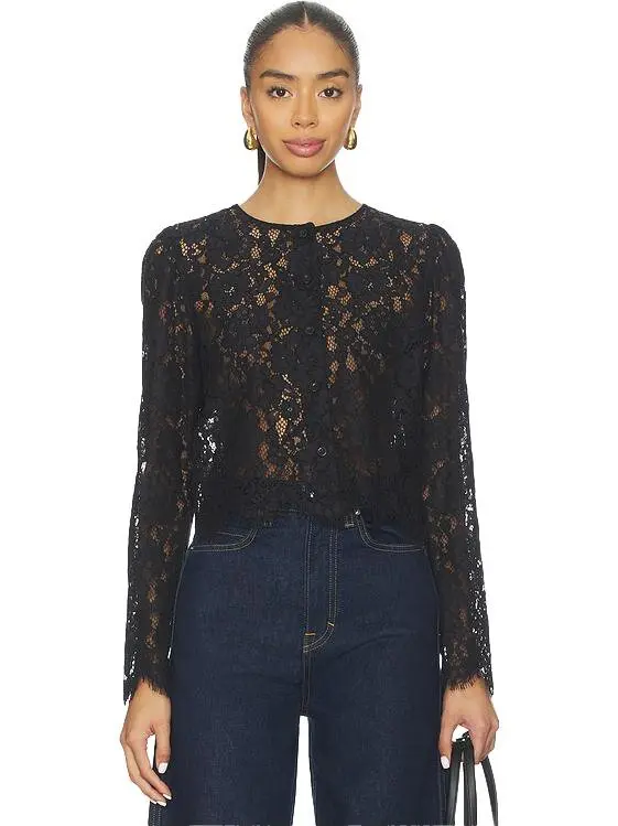 FRAME Lace Blouse - Black