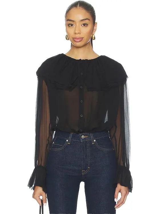 FRAME Tiered Statement Blouse - Black