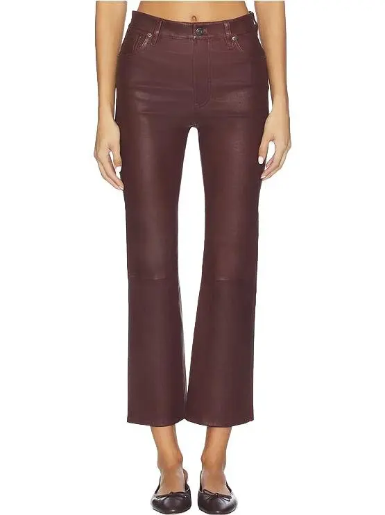 FRAME Leather Reboot Crop Pant - Oxblood