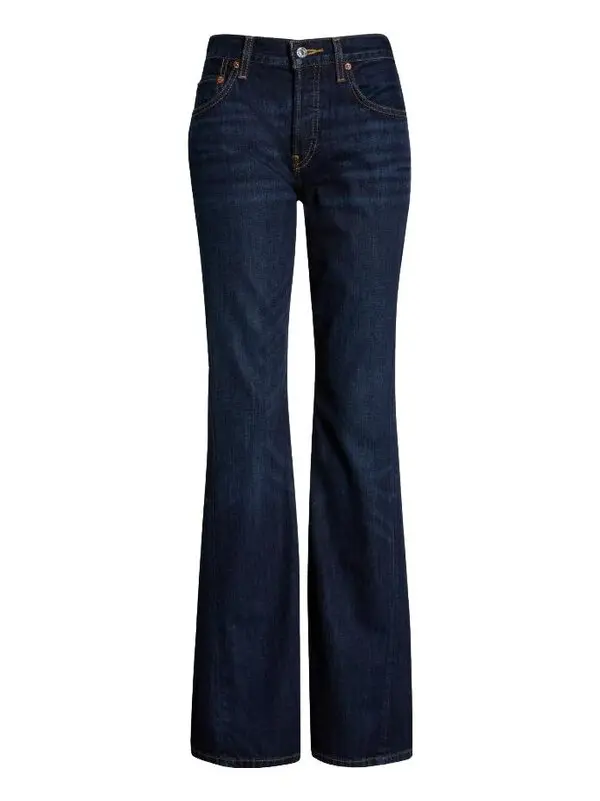 RE/DONE Twisted Mid Rise Bootcut Jeans - Dark Lady Blue