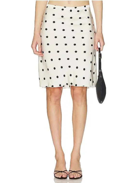 Lioness Shoreline Midi Skirt - Cream Polka
