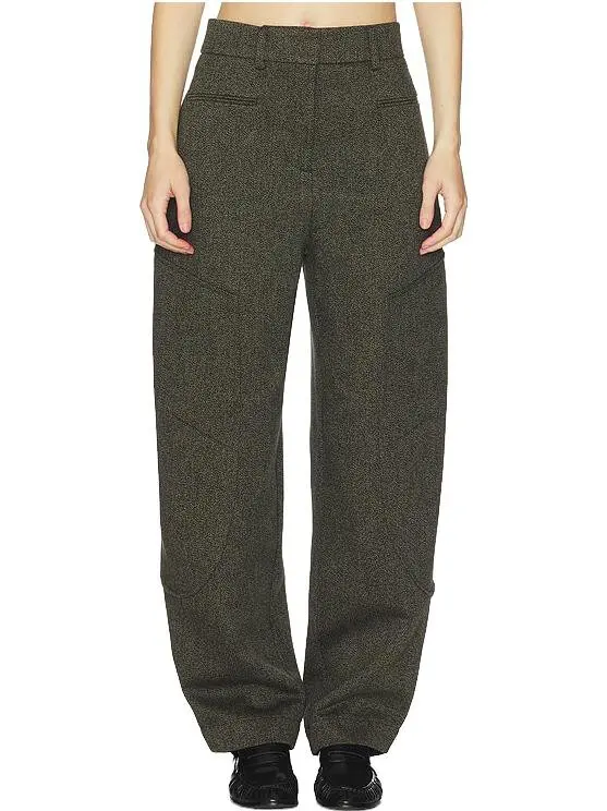 GANNI Mouline Suiting Curved Pant - Forest Night
