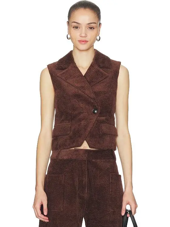 GANNI Seersucker Corduroy Vest - Chicory Coffee