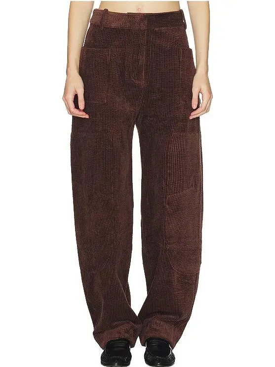 GANNI Seersucker Corduroy Pants - Chicory Coffee