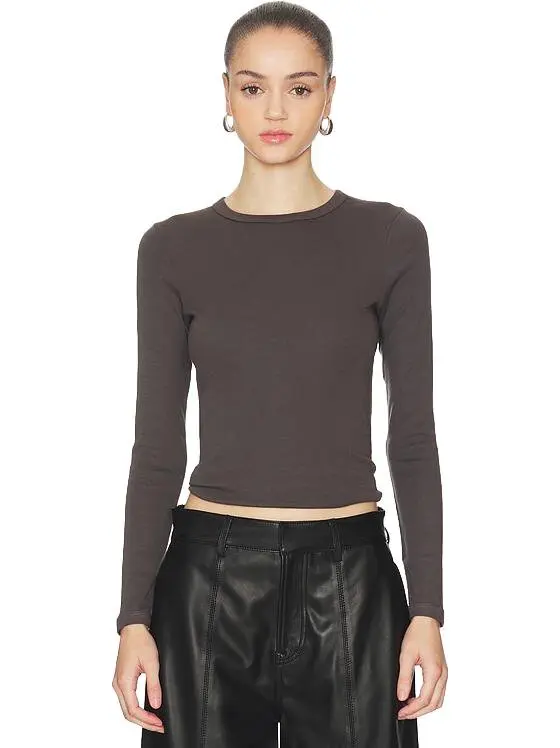 Enza Costa Supima Long Sleeve Tee - Gunmetal