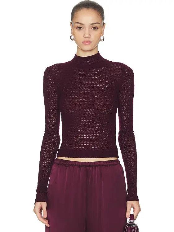 Sablyn Marlo Fitted Mock Neck Top - Bordeaux