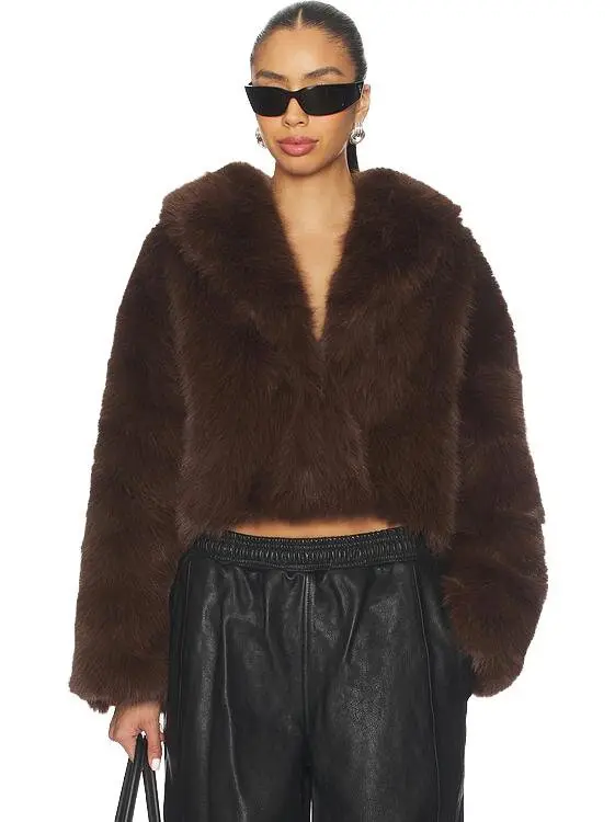 Lioness Madame Faux Fur Jacket - Chocolate
