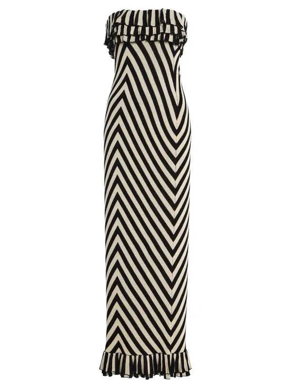 Posse Miles Strapless Knit Maxi Dress - Black,white