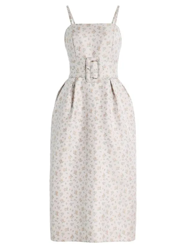 Rosie Assoulin Artichoke Belted Jacquard Dress - Orange