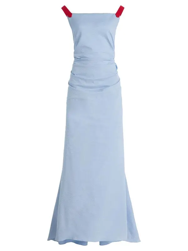 Rosie Assoulin Just A Small Gathering Linen-blend Gown - Blue