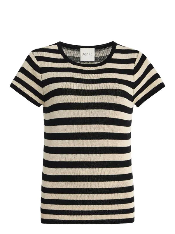 Posse Birdie Striped Knit T-shirt - Black,white