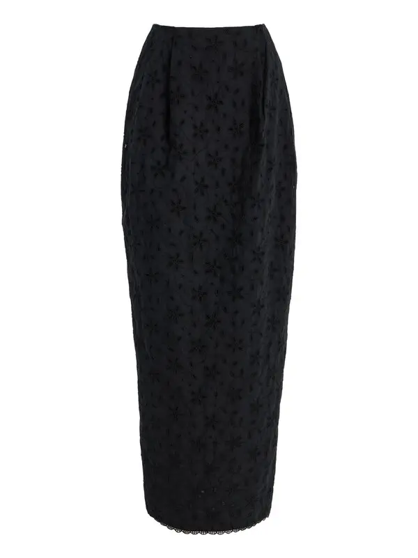 Posse Salma Eyelet Cotton Maxi Skirt - Black