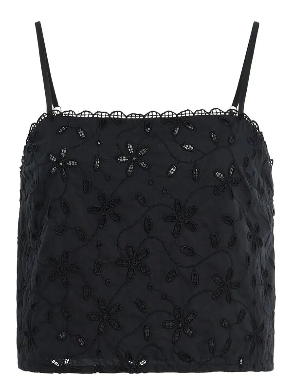 Posse Salma Eyelet Cotton Top - Black