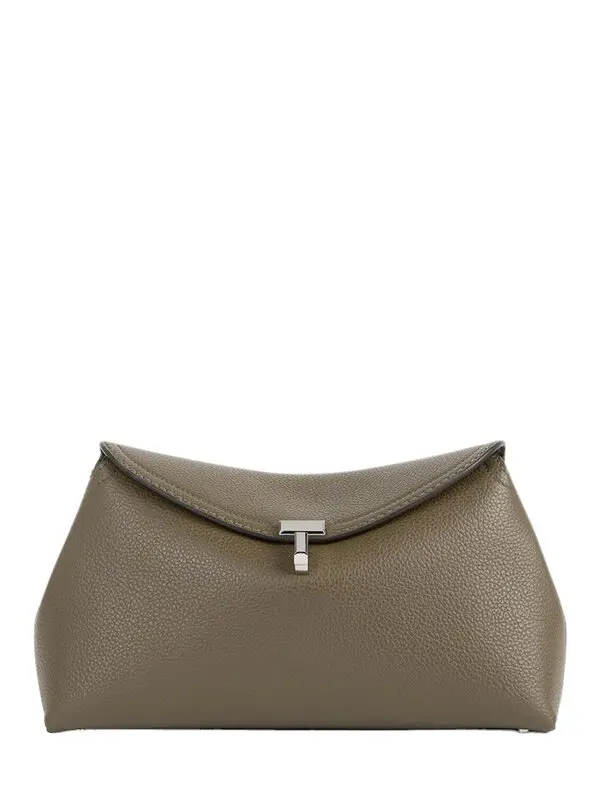 TOTEME T-lock Leather Clutch - Taupe