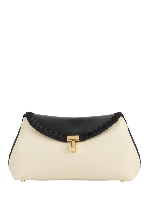 TOTEME Mini T-lock Embroidered Leather Clutch - Black,white