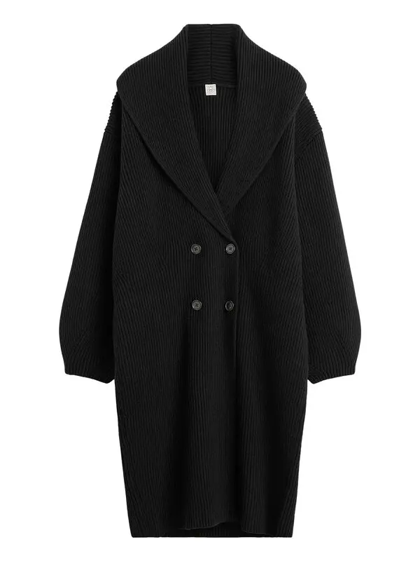 TOTEME Long Shawl-lapel Wool Cardigan - Black