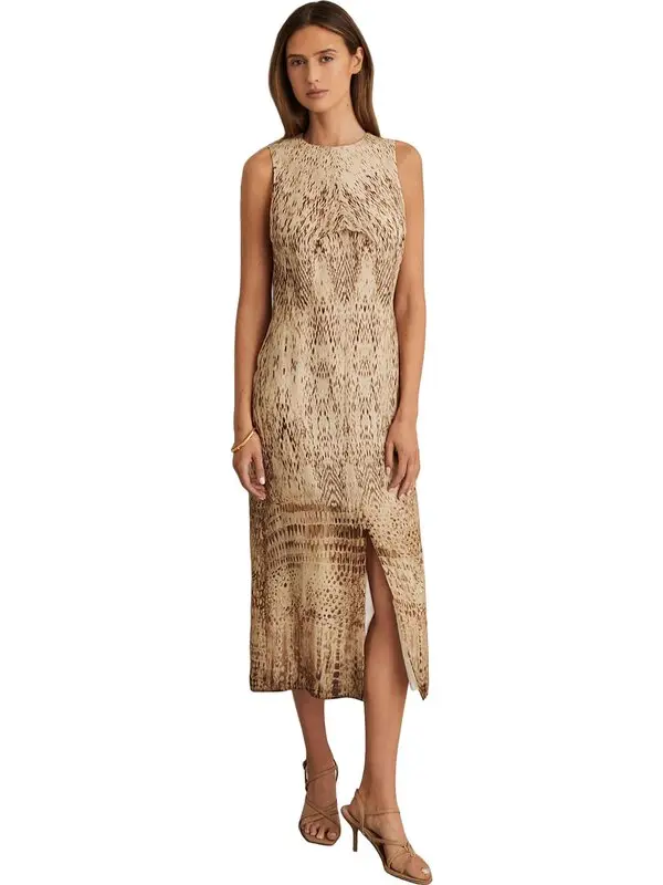 REISS Presley Animal Print Midi Dress - Neutral