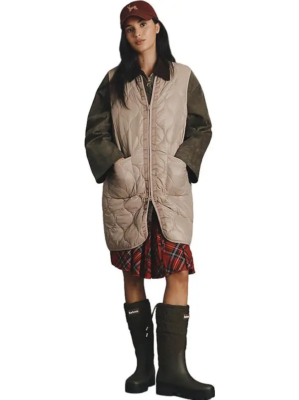 DO EVERYTHING IN LOVE Long Quilted Puffer Vest Jacket - Beige