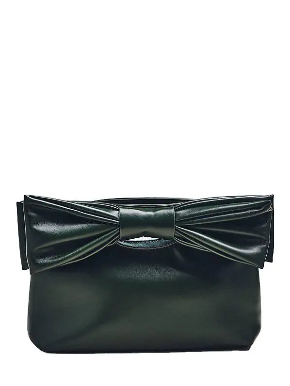 Anthropologie Cutout Handle Bow Clutch - Dark Green