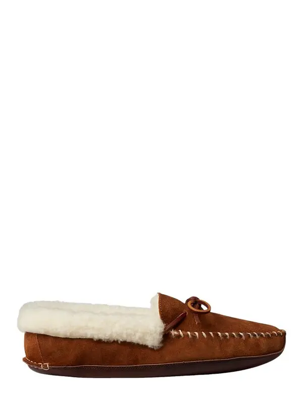 Ralph Lauren Yarmond Shearling-lined Suede Slipper - Snuff