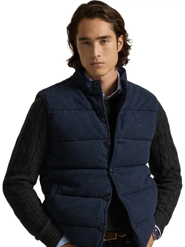 Ralph Lauren Houndstooth-print Estate-rib Vest - Winter Navy Heather/dogtooth