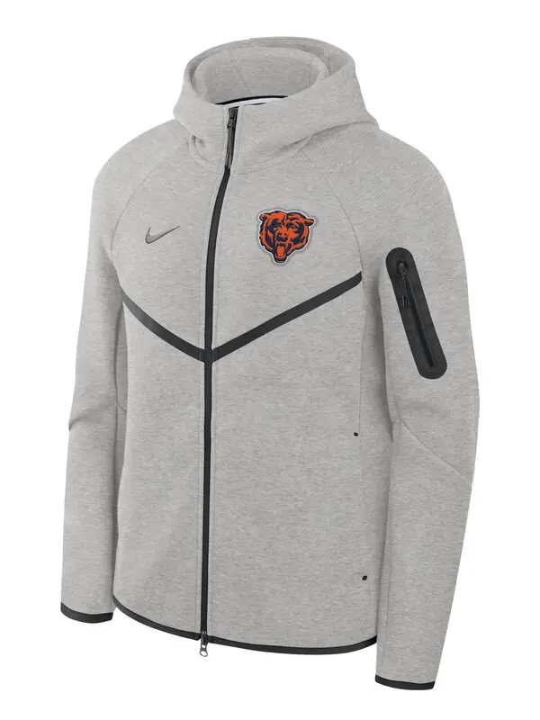 Nike Chicago Bears Tech Fleece Windrunner Nfl Full-zip Hooded Jacket - Grey