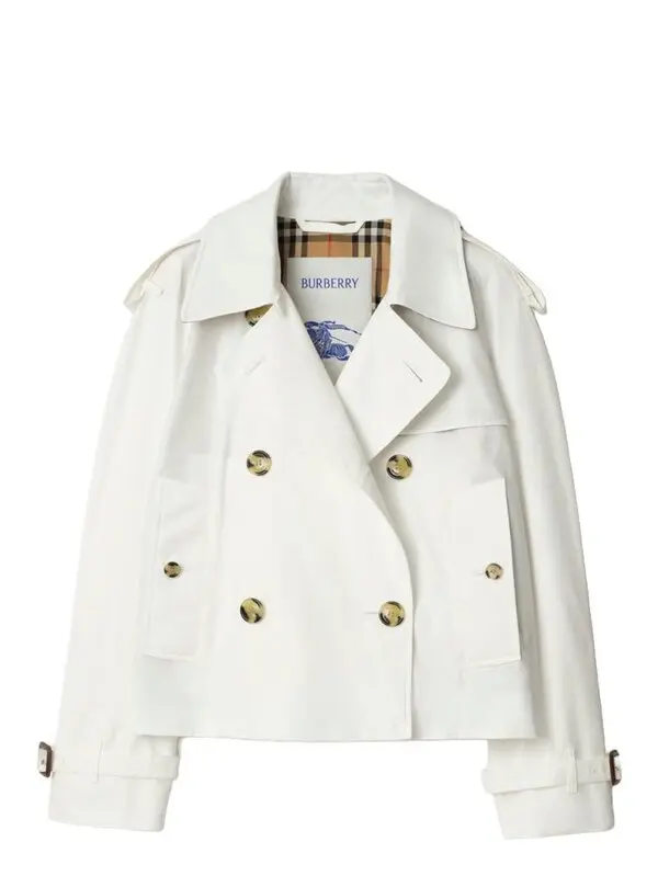 Burberry Cropped Mayfair Trench Jacket - Cotton White